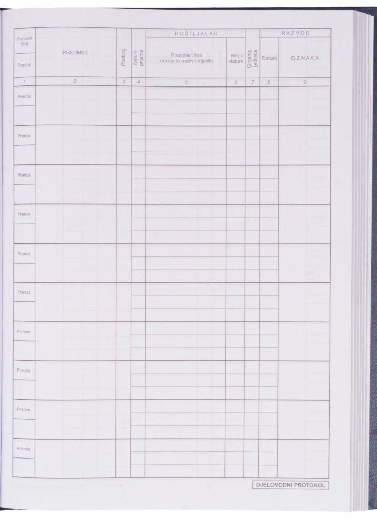 Djelovodnik A3 obrazac 5 uspravni - Defter-komerc